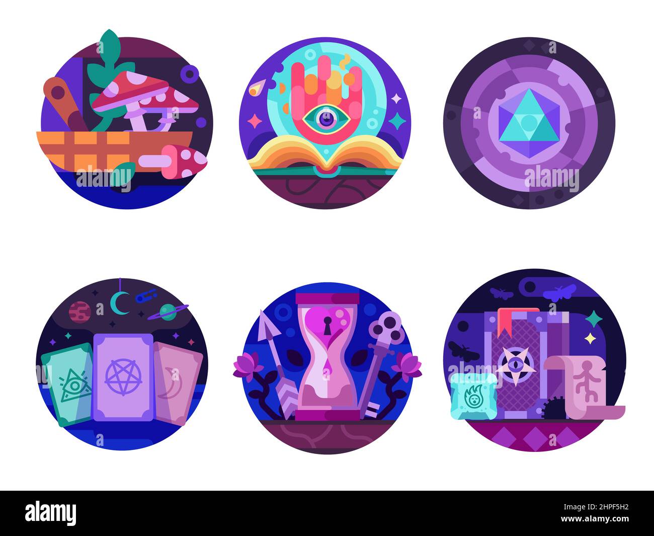 Witchcraft and Magic Occult Alchemy Flat Icons Stock Vector Image & Art ...