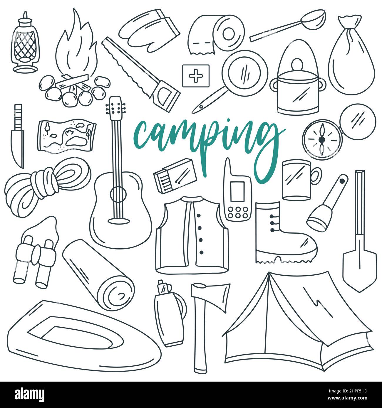 Camping doodle set Stock Vector Image & Art - Alamy