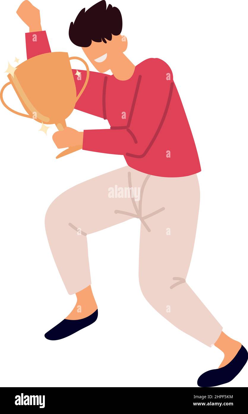 happy guy with trophy Stock Vector Image & Art - Alamy