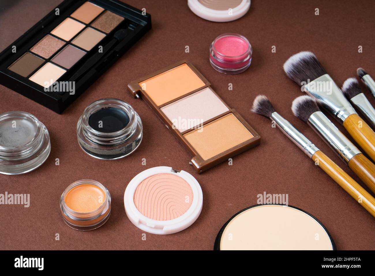 Group of cosmetic and makeup products on studio background Stock Photo ...