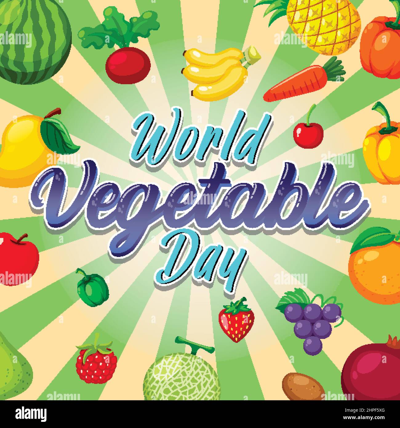 World Vegetable Day poster with vegetables and fruits illustration ...