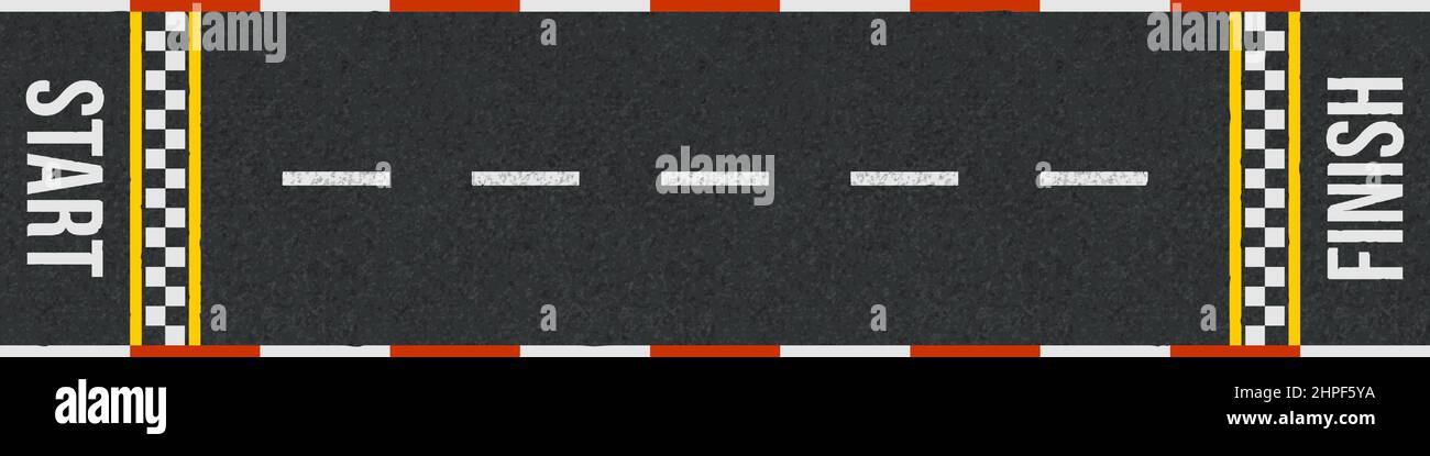 Top view of race car track with start and finish line. Vector cartoon ...