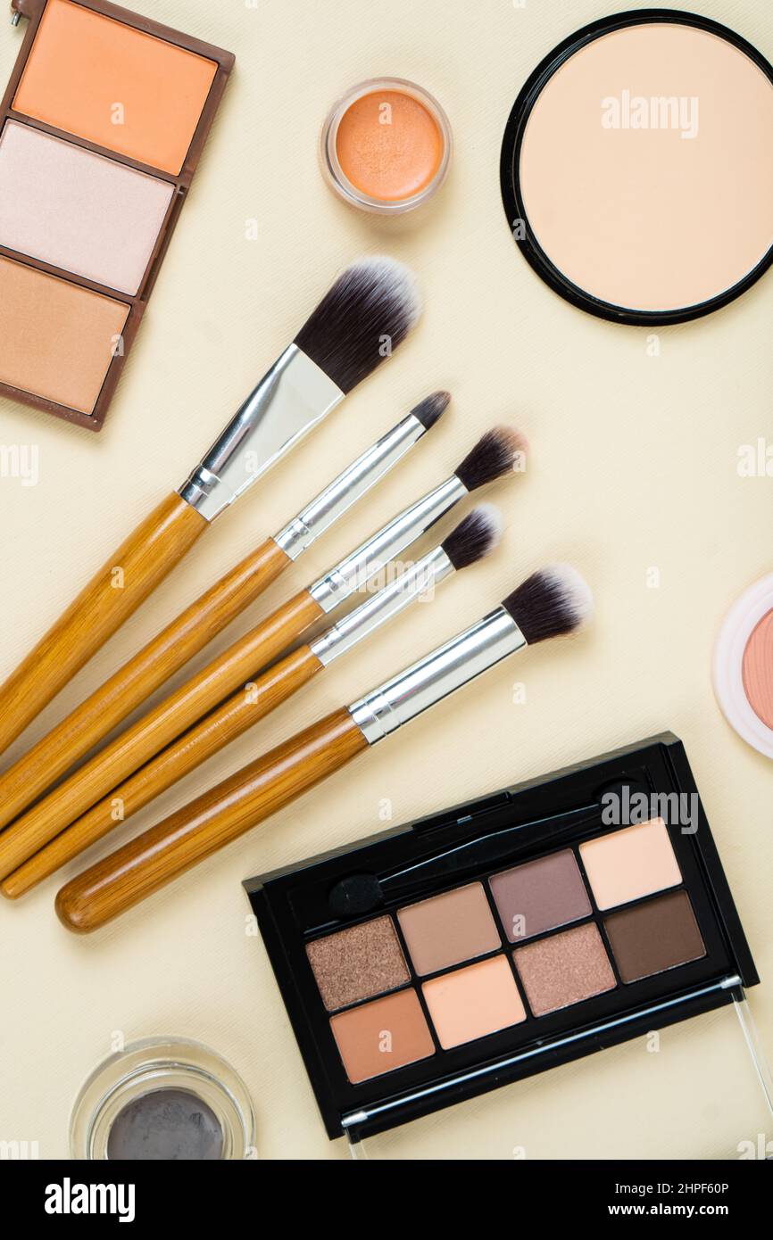 Group of cosmetic and makeup products on studio background Stock Photo ...