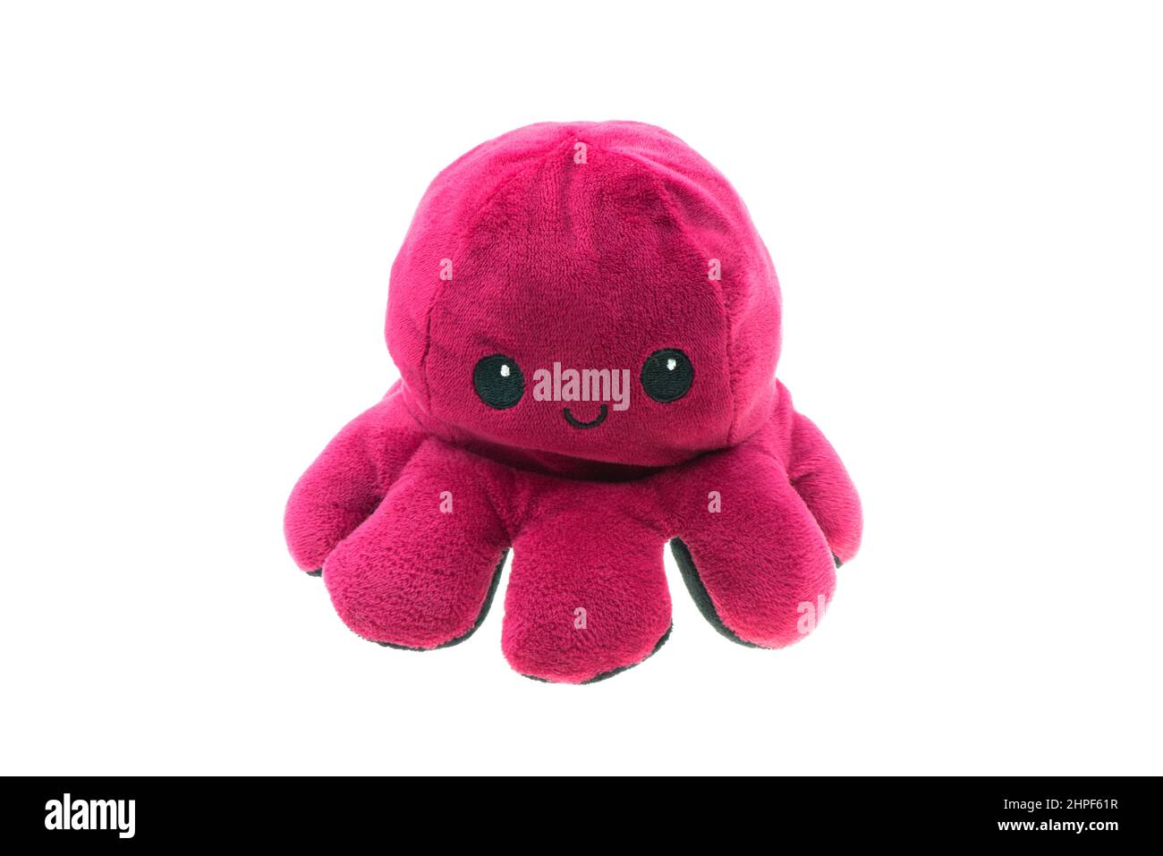 Smile red octopus cute doll isolated on the white background Stock ...