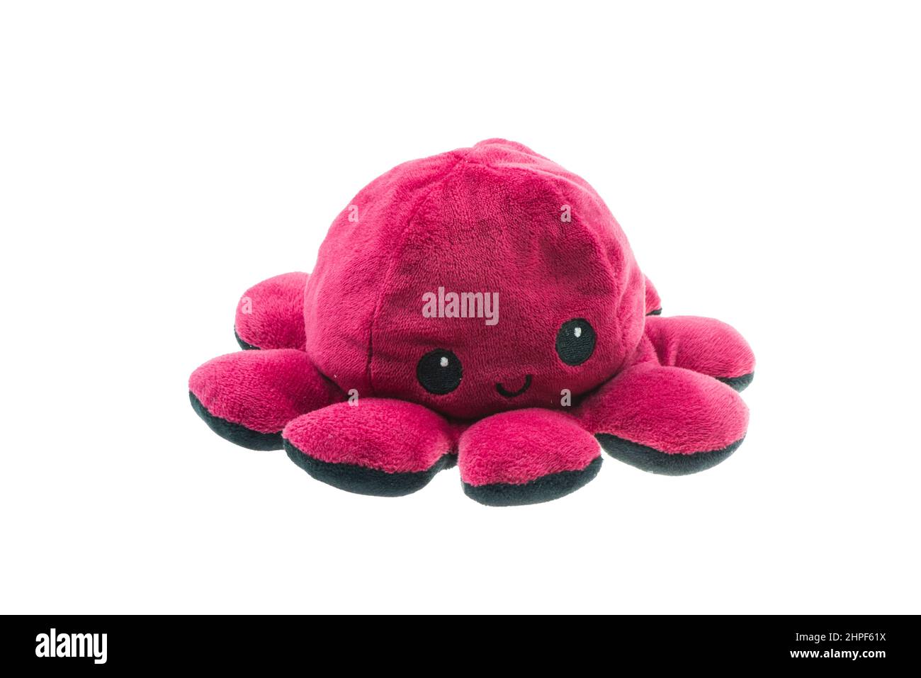 Smile red octopus cute doll isolated on the white background Stock ...