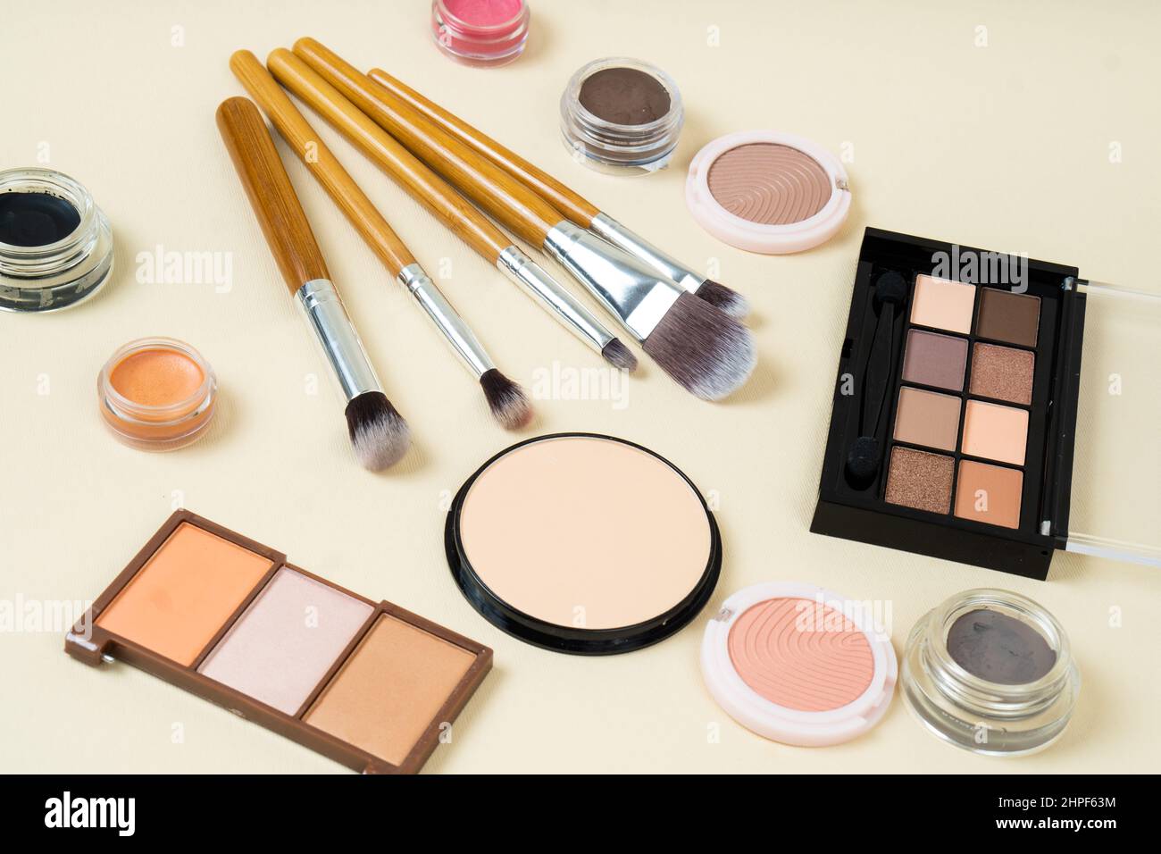 Group of cosmetic and makeup products on studio background Stock Photo ...