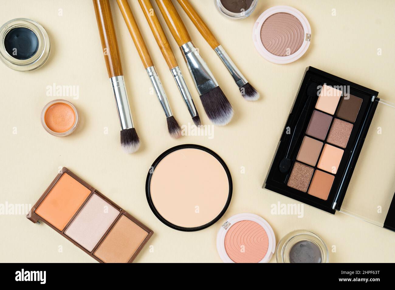 Group of cosmetic and makeup products on studio background Stock Photo ...