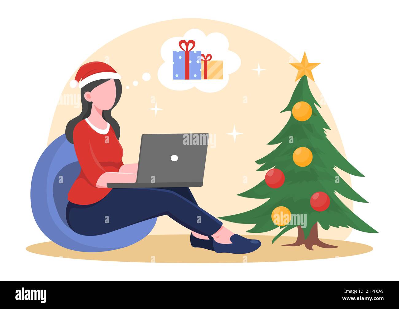 Girl christmas shopping online Cut Out Stock Images & Pictures - Alamy