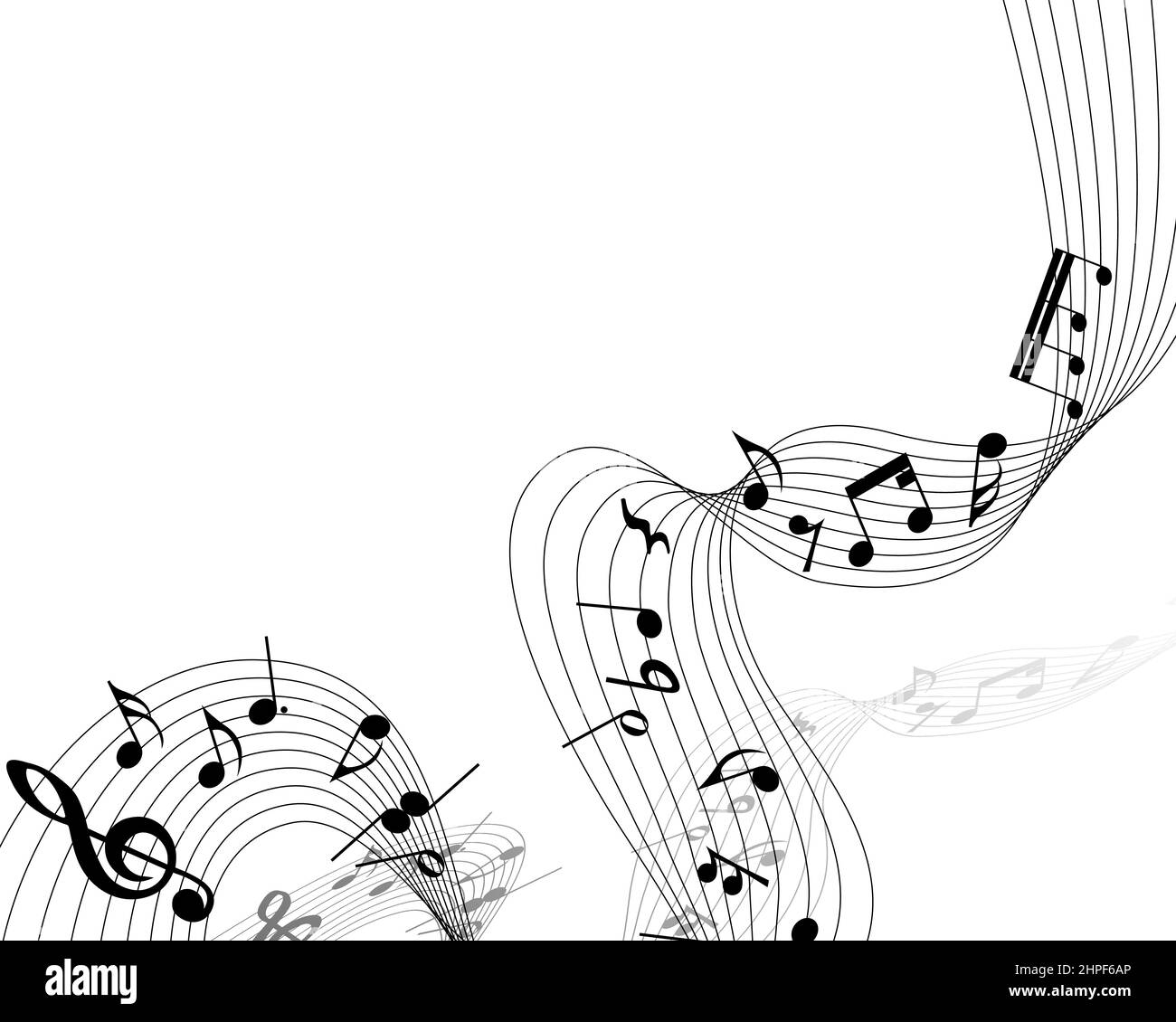 Abstract grunge musical design. Musical staff and notes. Vector ...