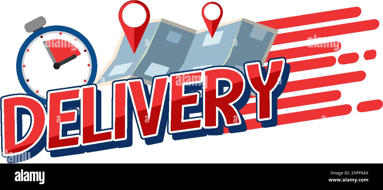 Delivery logo with clock and pinned map illustration Stock Vector Image ...