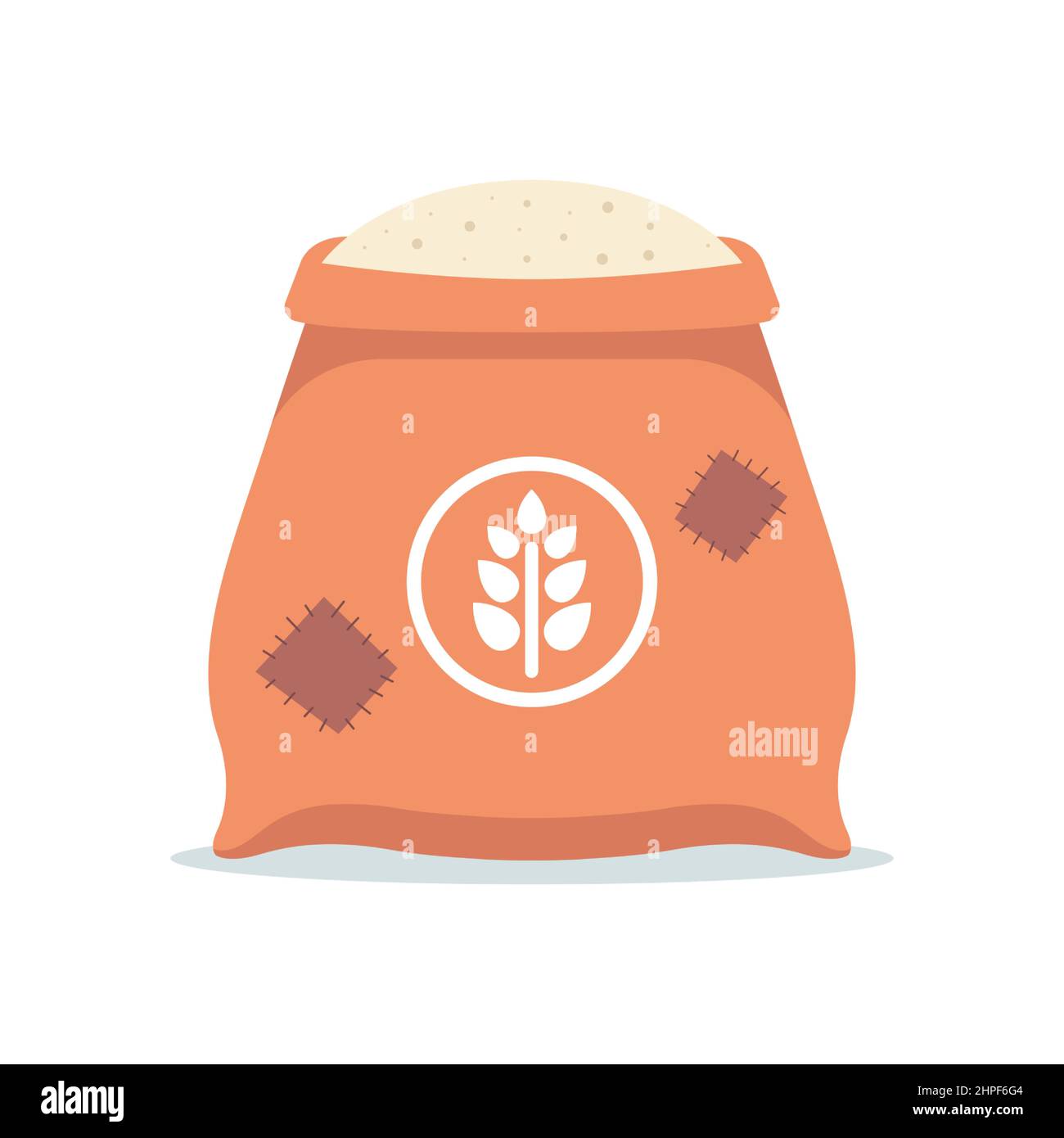 a large bag of white flour. processing of grain into flour. flat vector ...