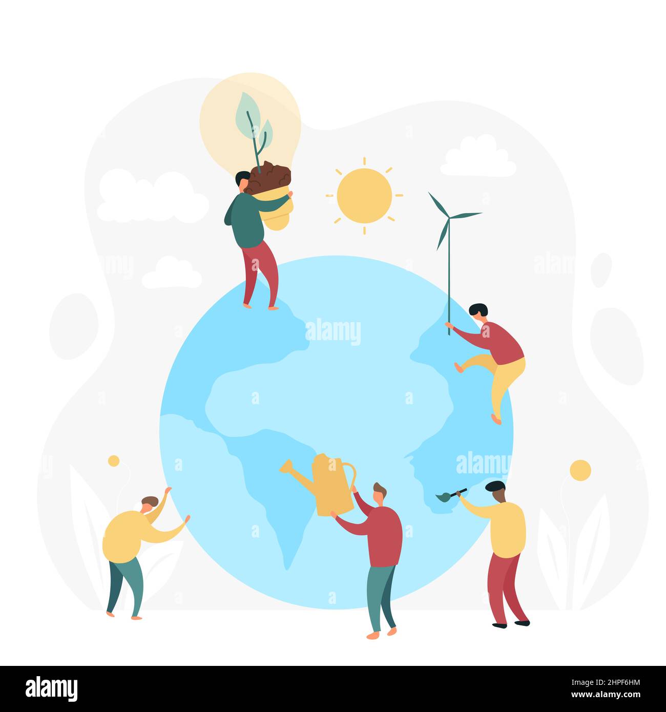 Global environmental ecology and volunteer community support. Group of ...