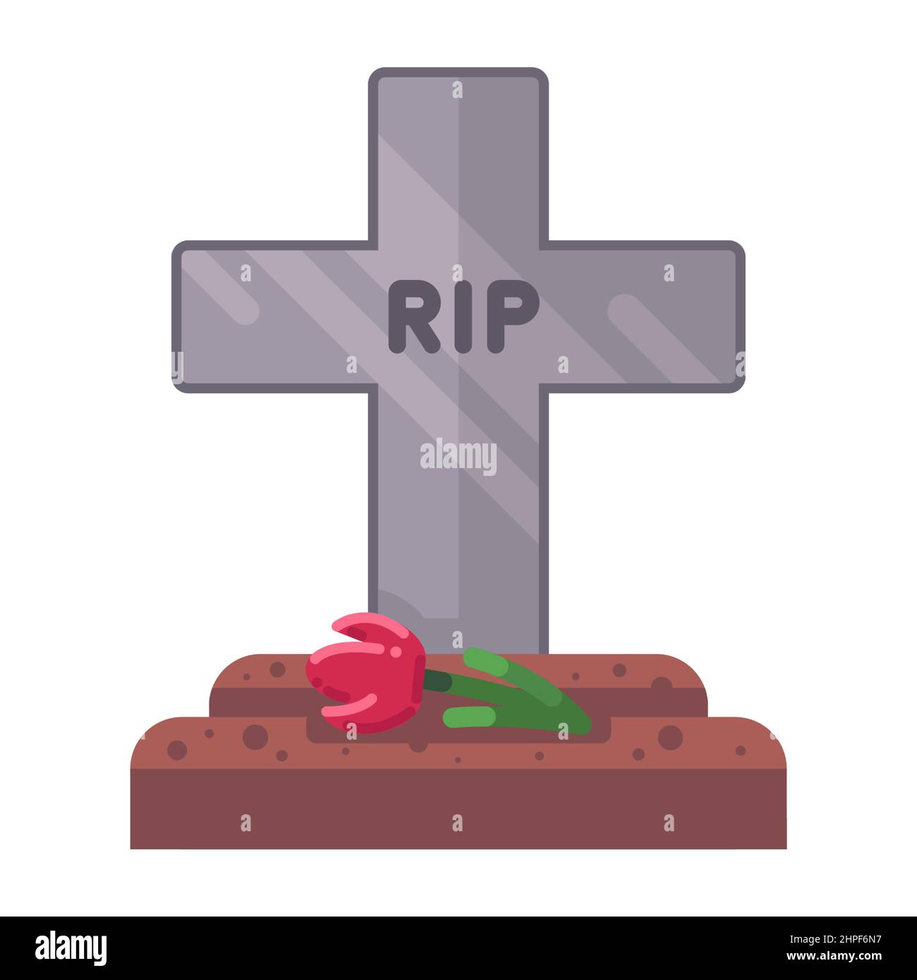 fresh grave with a stone cross. flat vector illustration Stock Vector ...