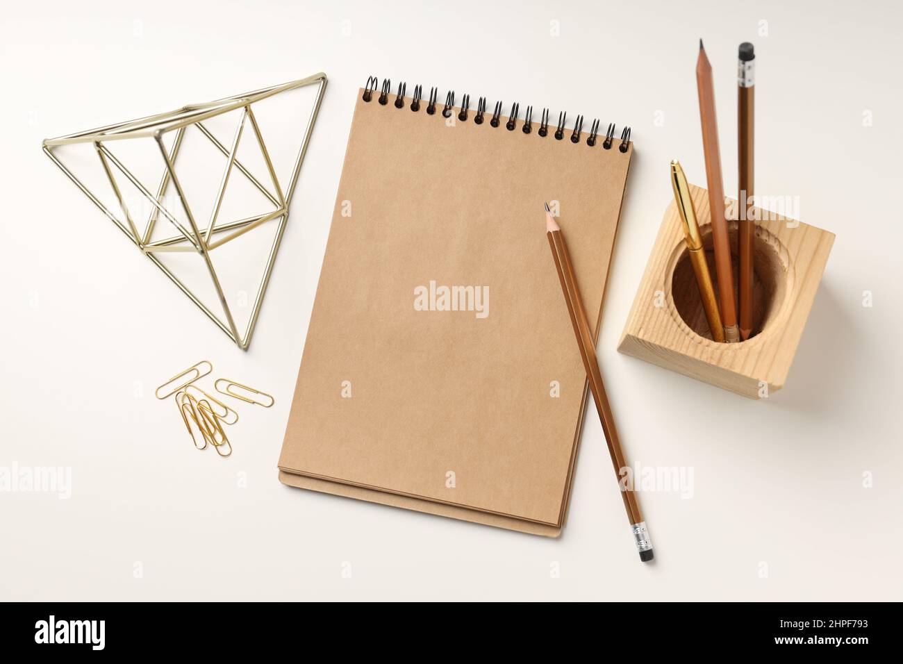 Concept of stationary or office accessories, top view Stock Photo - Alamy