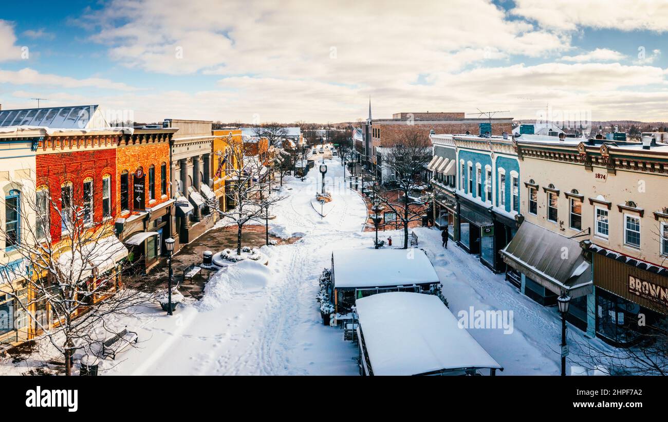 Downtown Northville Winter Stock Photo - Alamy