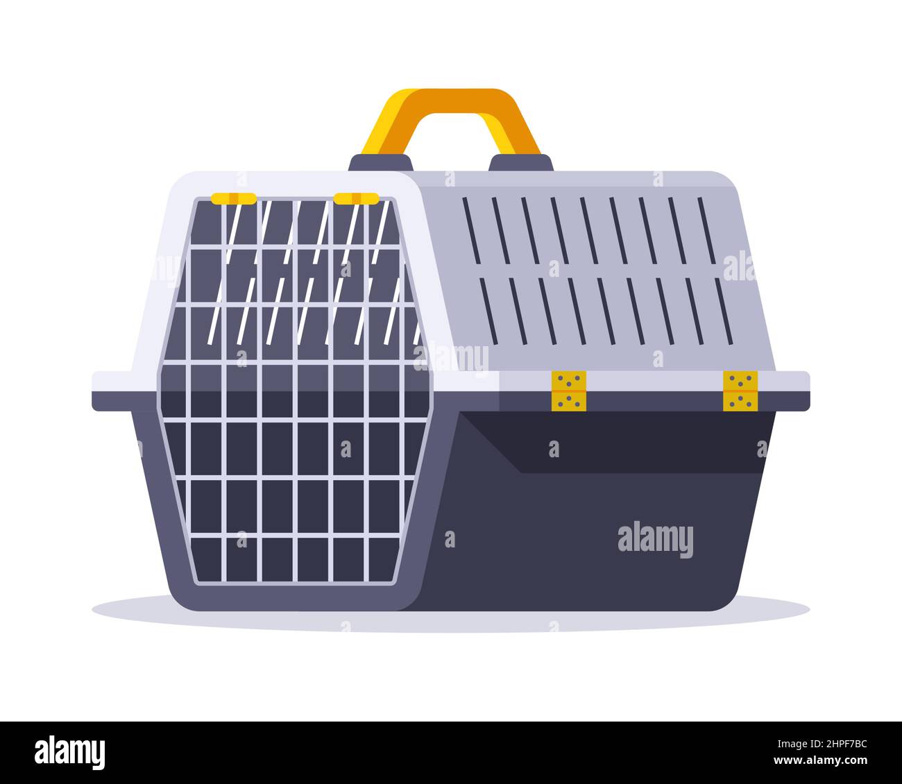 large plastic pet carrier. cage for carrying dogs. flat vector ...