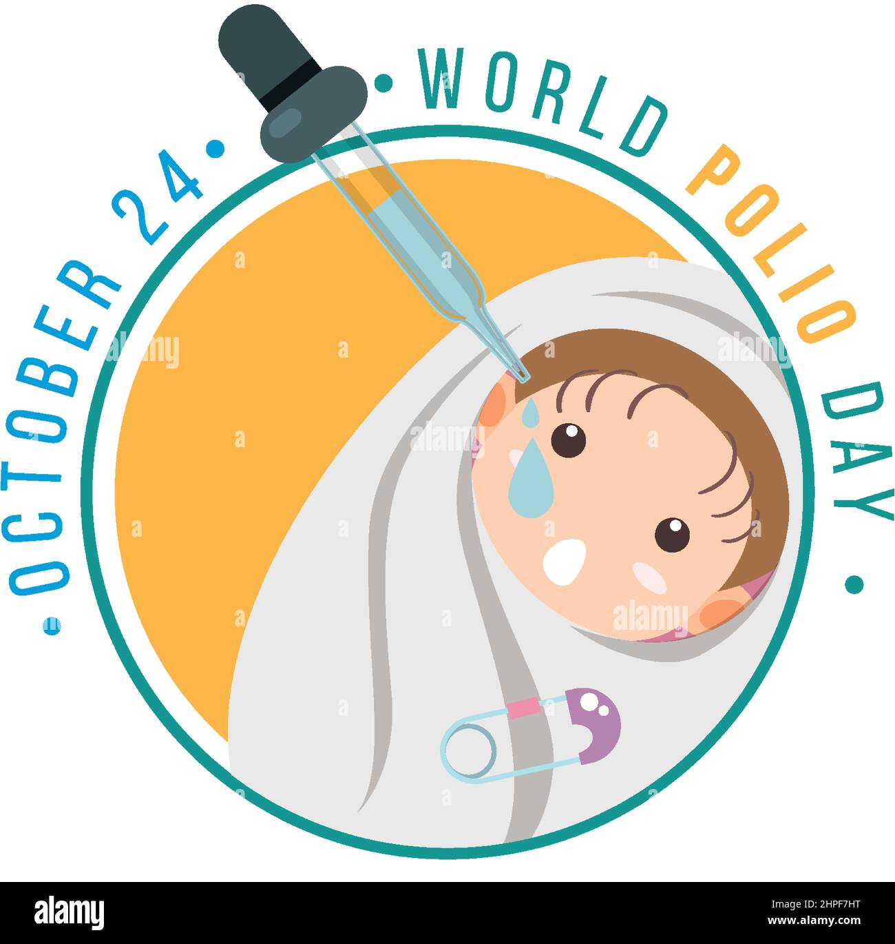 World Polio Day poster design with a baby receiving oral polio vaccine ...