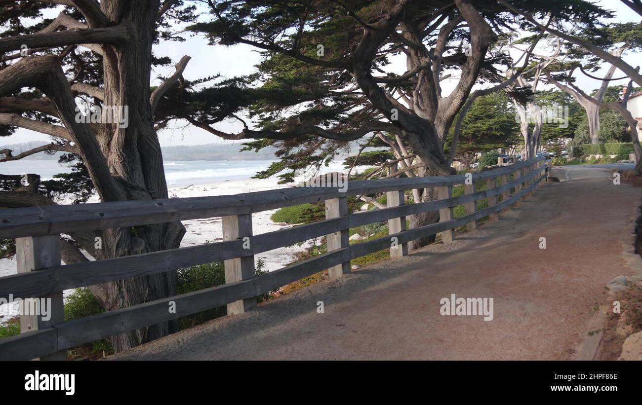 Promenade path, walkway, trail or footpath, ocean sandy beach in Carmel ...