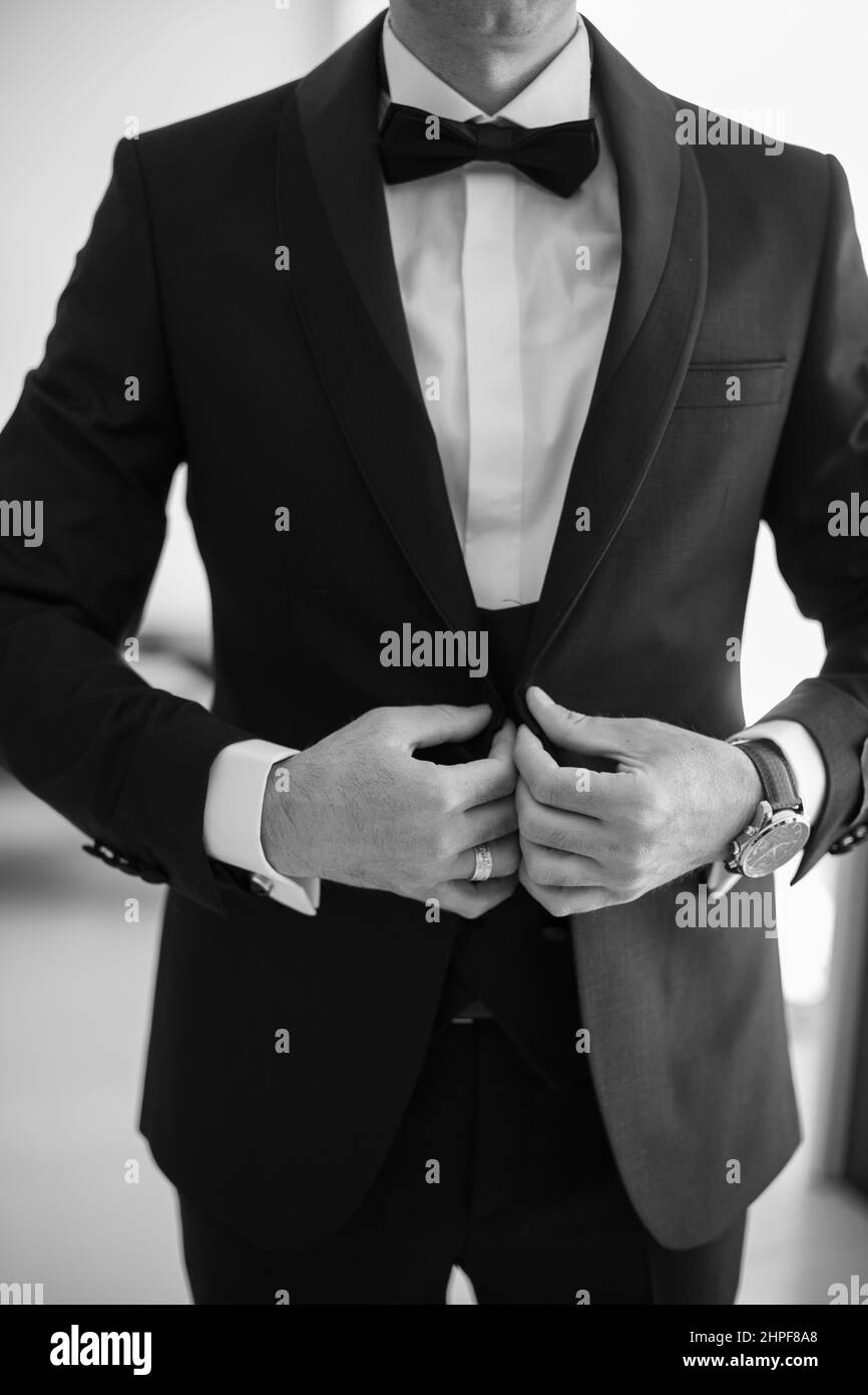 White tie dress suit Black and White Stock Photos & Images - Alamy
