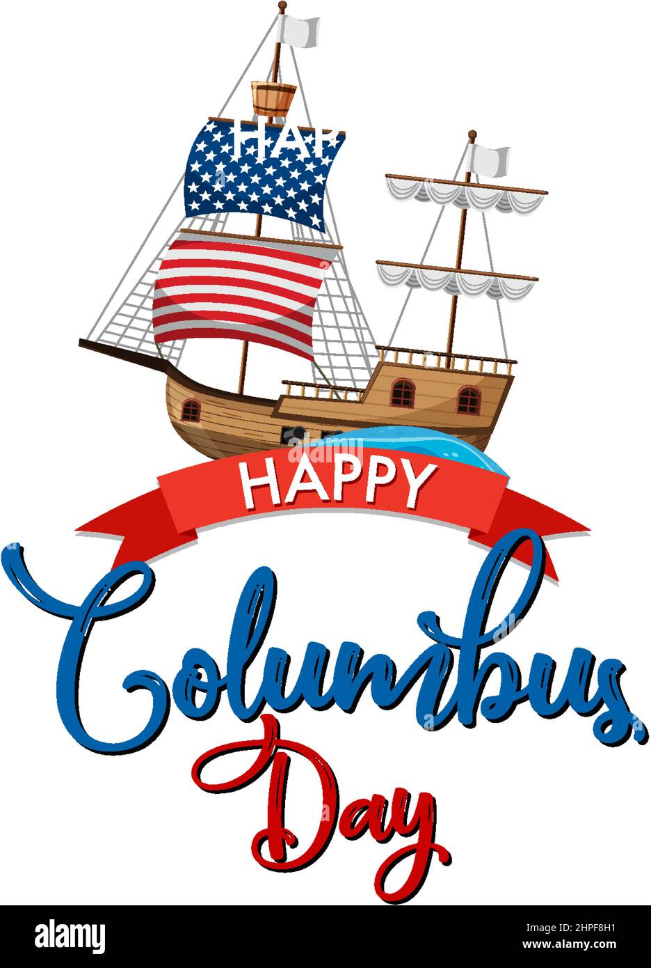 Happy Columbus day banner with flagship illustration Stock Vector Image ...