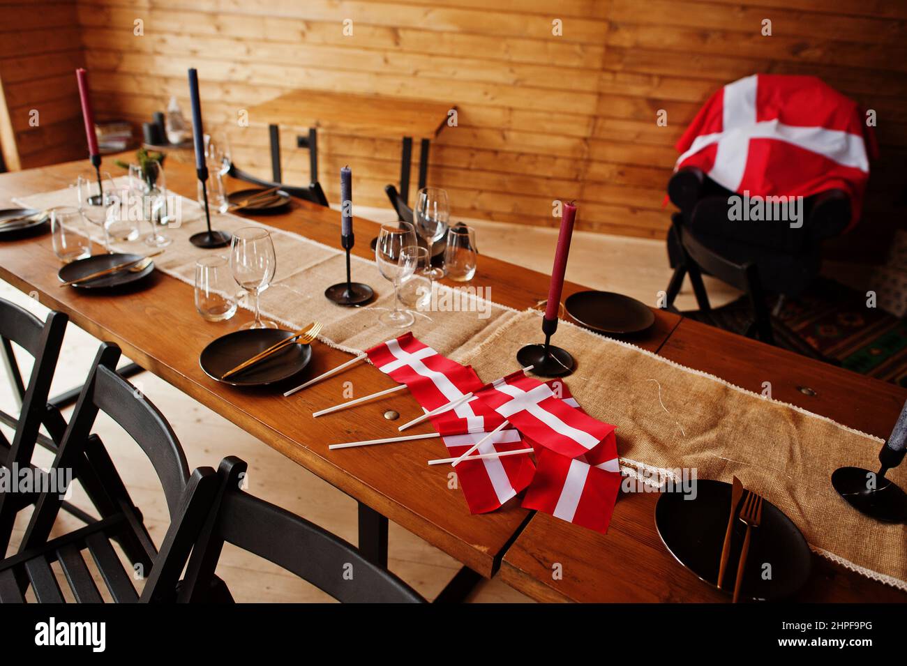 Denmark flags on table. Travel to Scandinavian countries Stock Photo ...