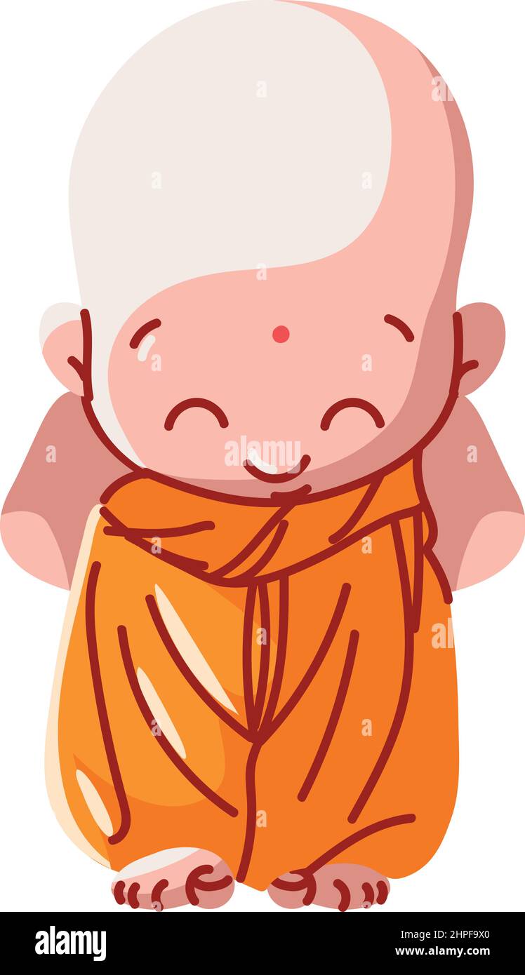 cute cartoon tibetan monk Stock Vector Image & Art - Alamy