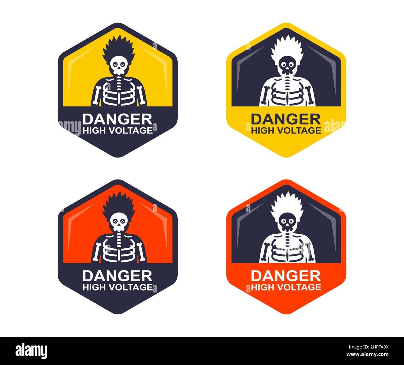 caution high voltage sign. human high voltage shock. flat vector ...