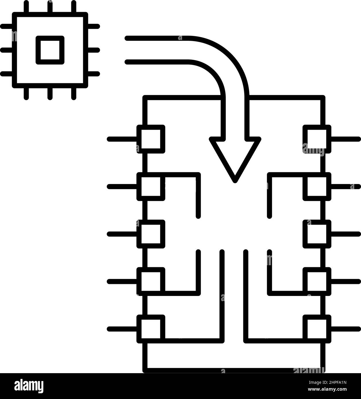 chip installation semiconductor manufacturing line icon vector ...