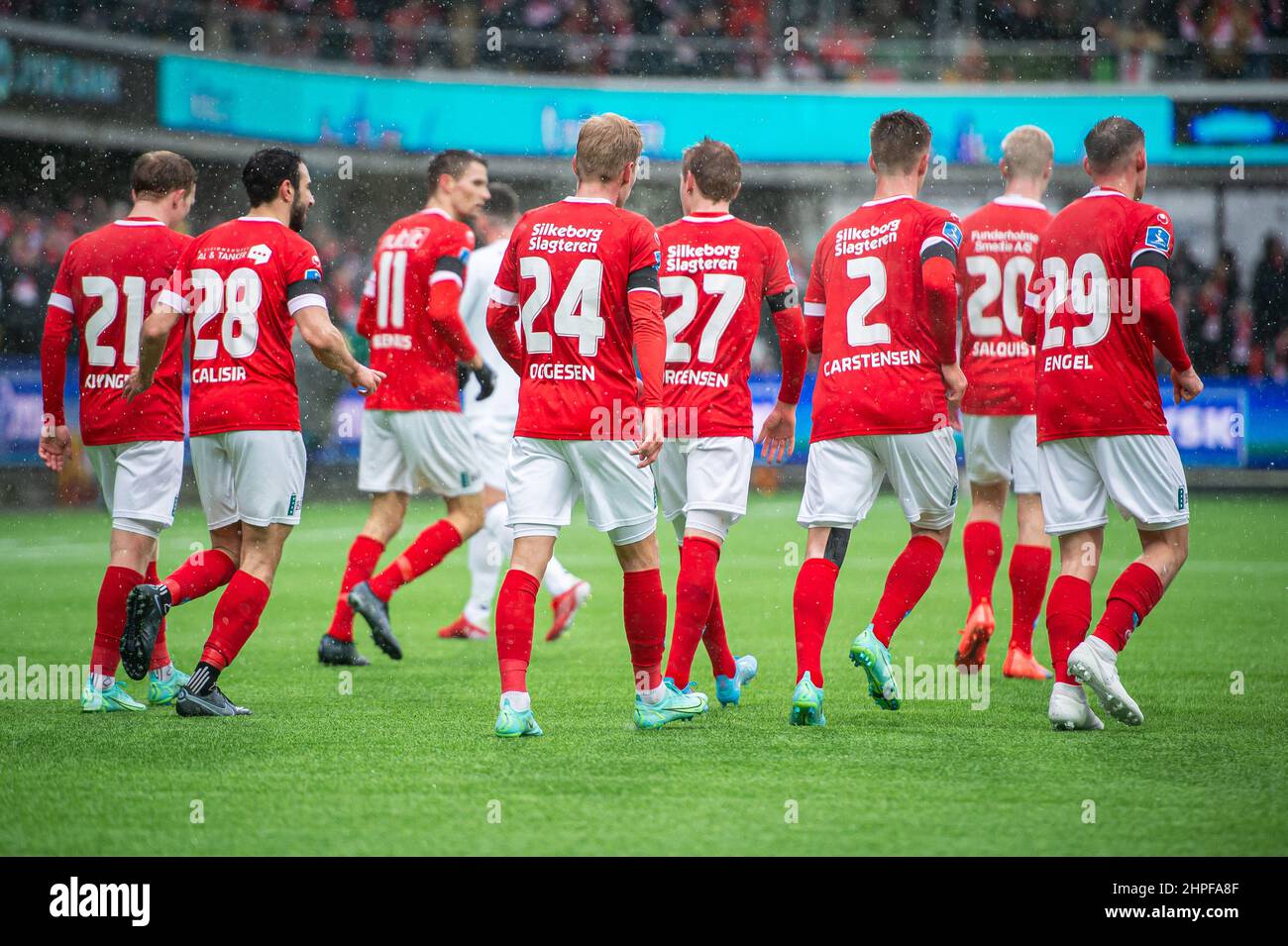 Silkeborg, Denmark. 20th Feb, 2022. The players of Silkeborg IF been ...