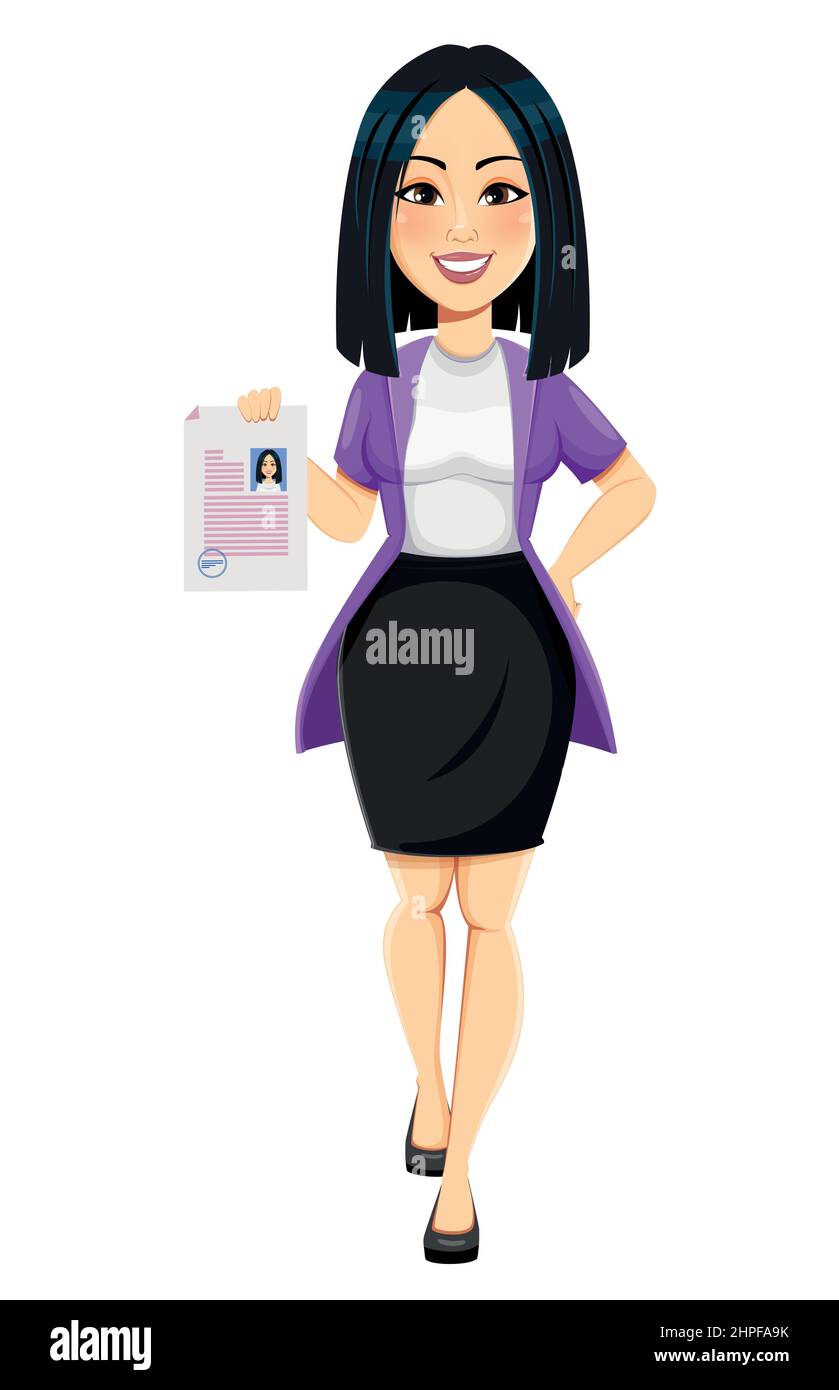Concept of modern young Asian business woman. Cartoon character ...