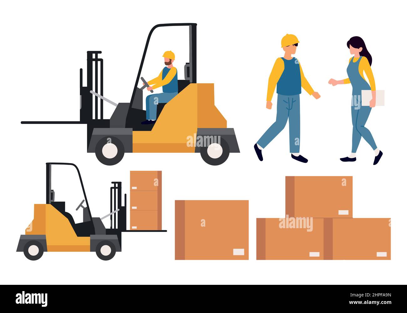warehouse machine and workers Stock Vector Image & Art - Alamy