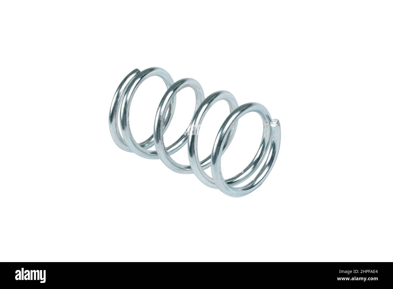 Stainless steel chrome spring isolated on white background. Shiny ...
