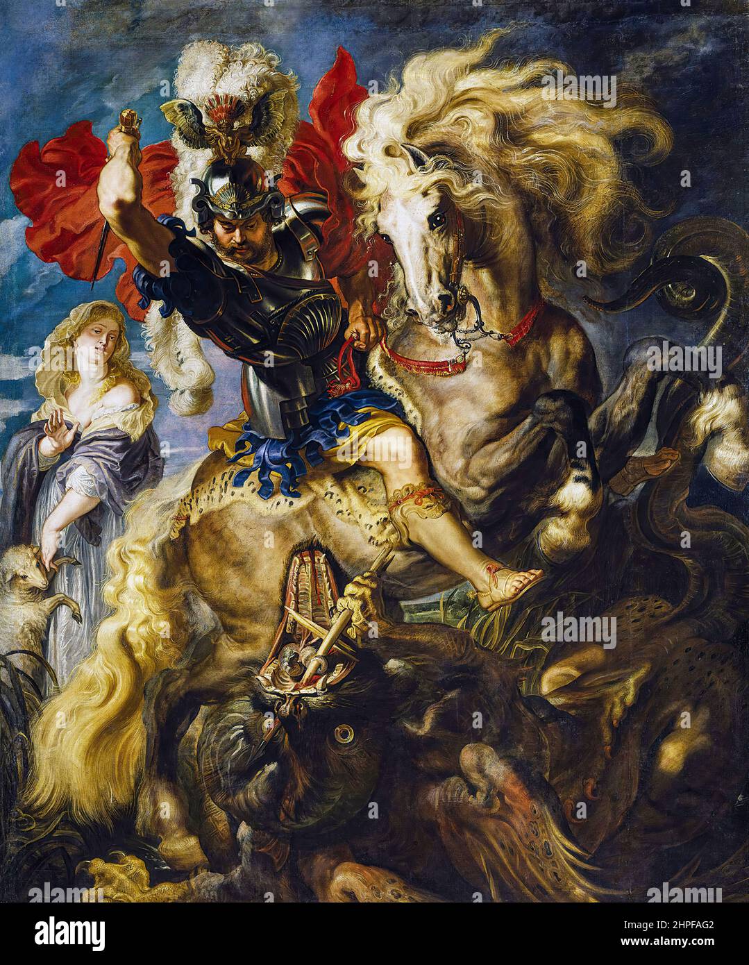 Saint George and the Dragon, oil on canvas painting by Peter Paul ...