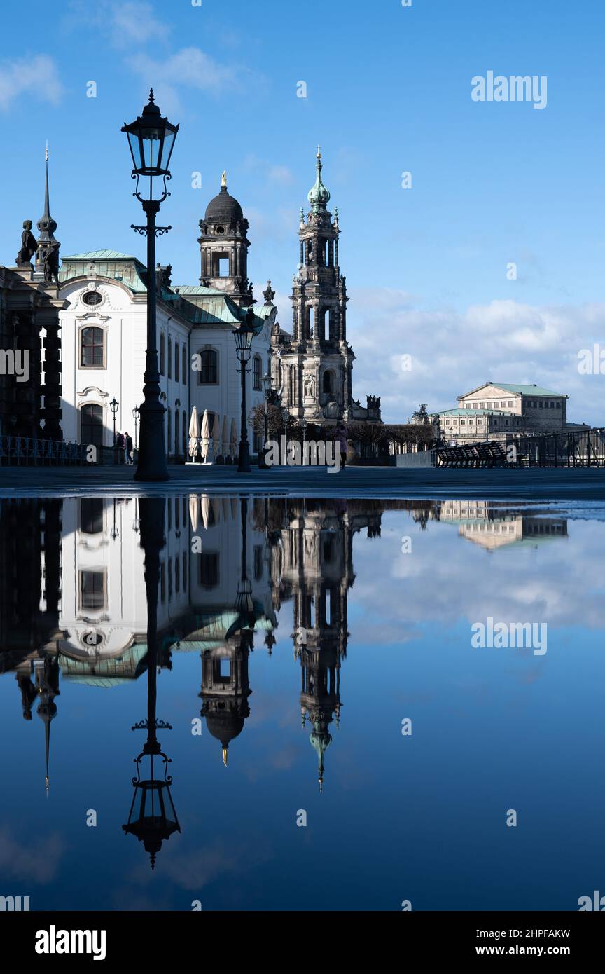Dresden, Germany. 21st Feb, 2022. The Ständehaus (l-r), the Catholic ...