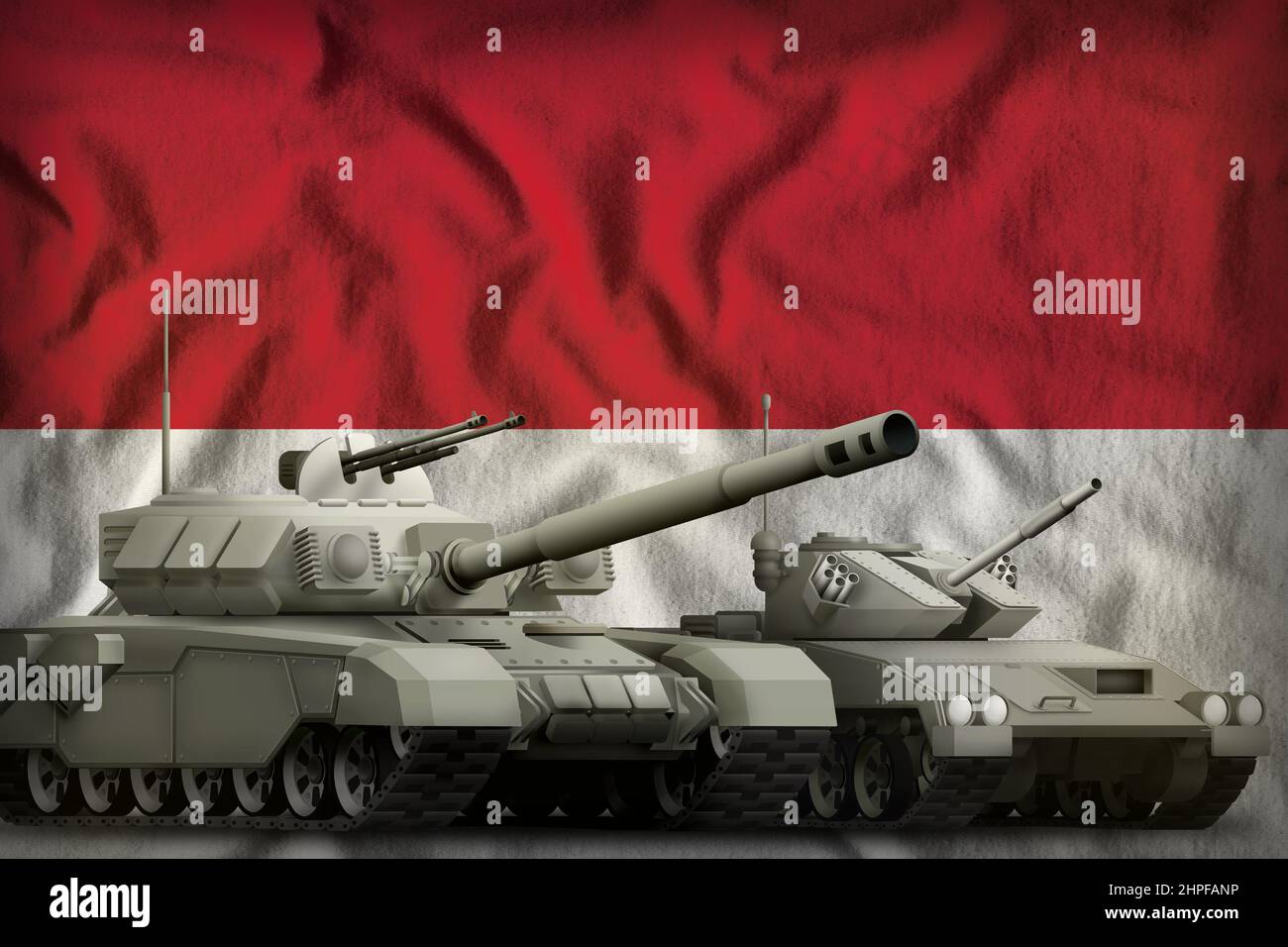 tanks on the Indonesia flag background. Indonesia tank forces concept ...