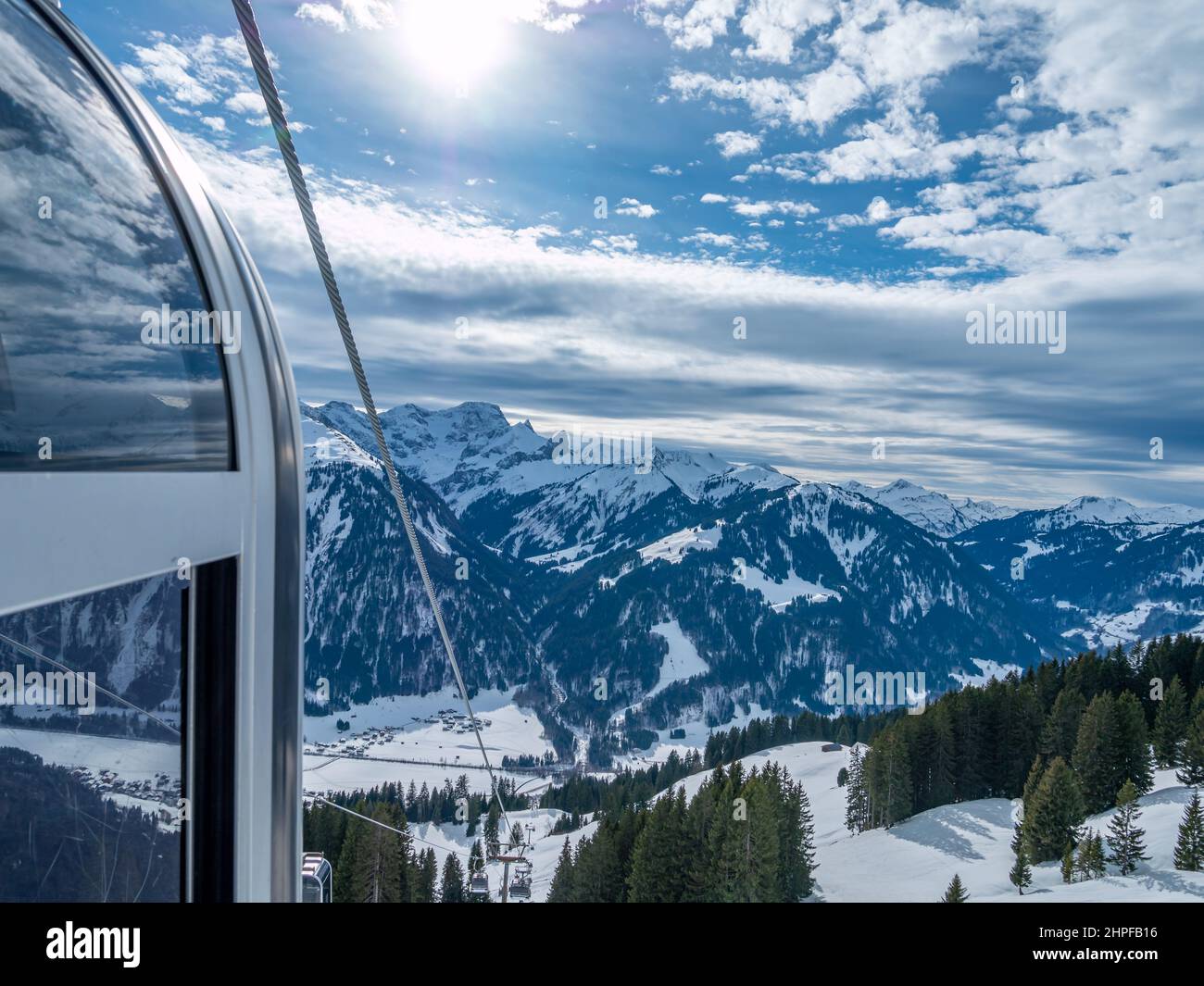 Cable car with a view of the Alps Stock Photo - Alamy