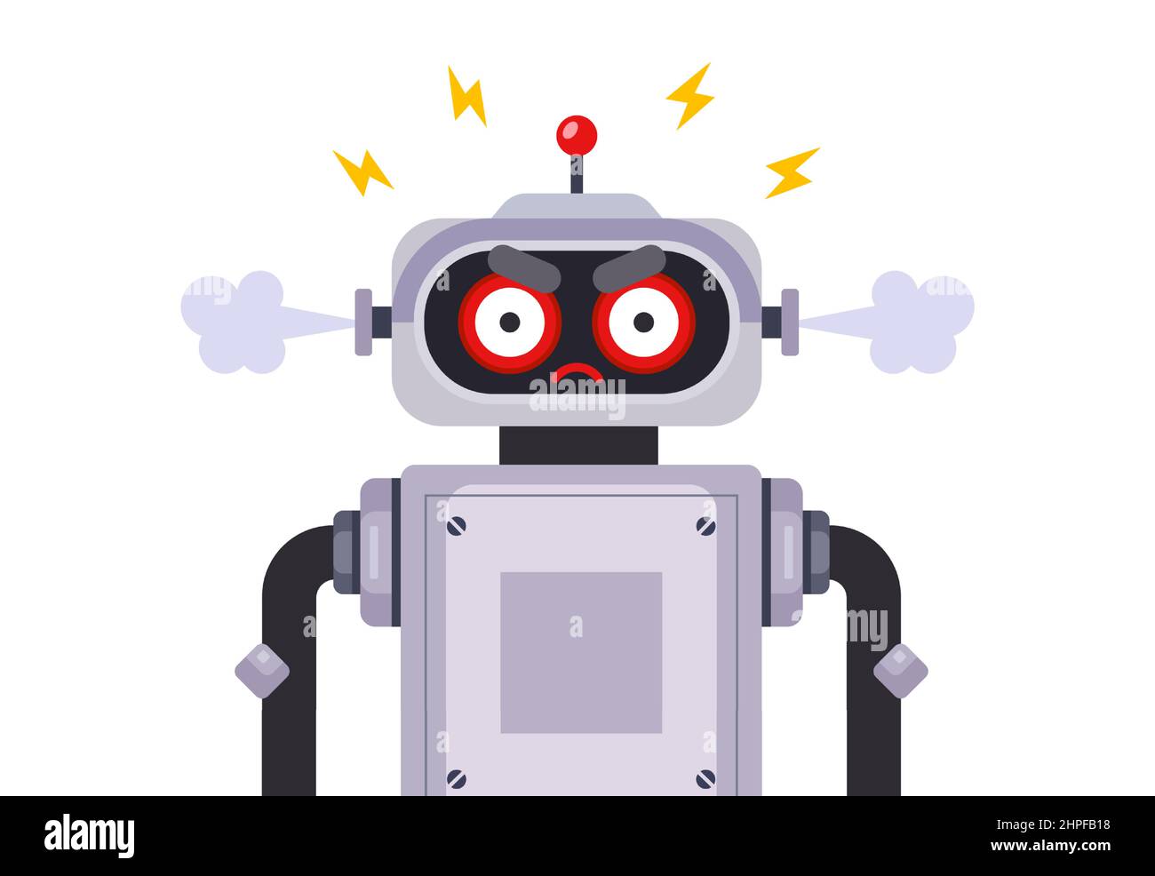 angry killer robot on a white background. Flat character vector ...