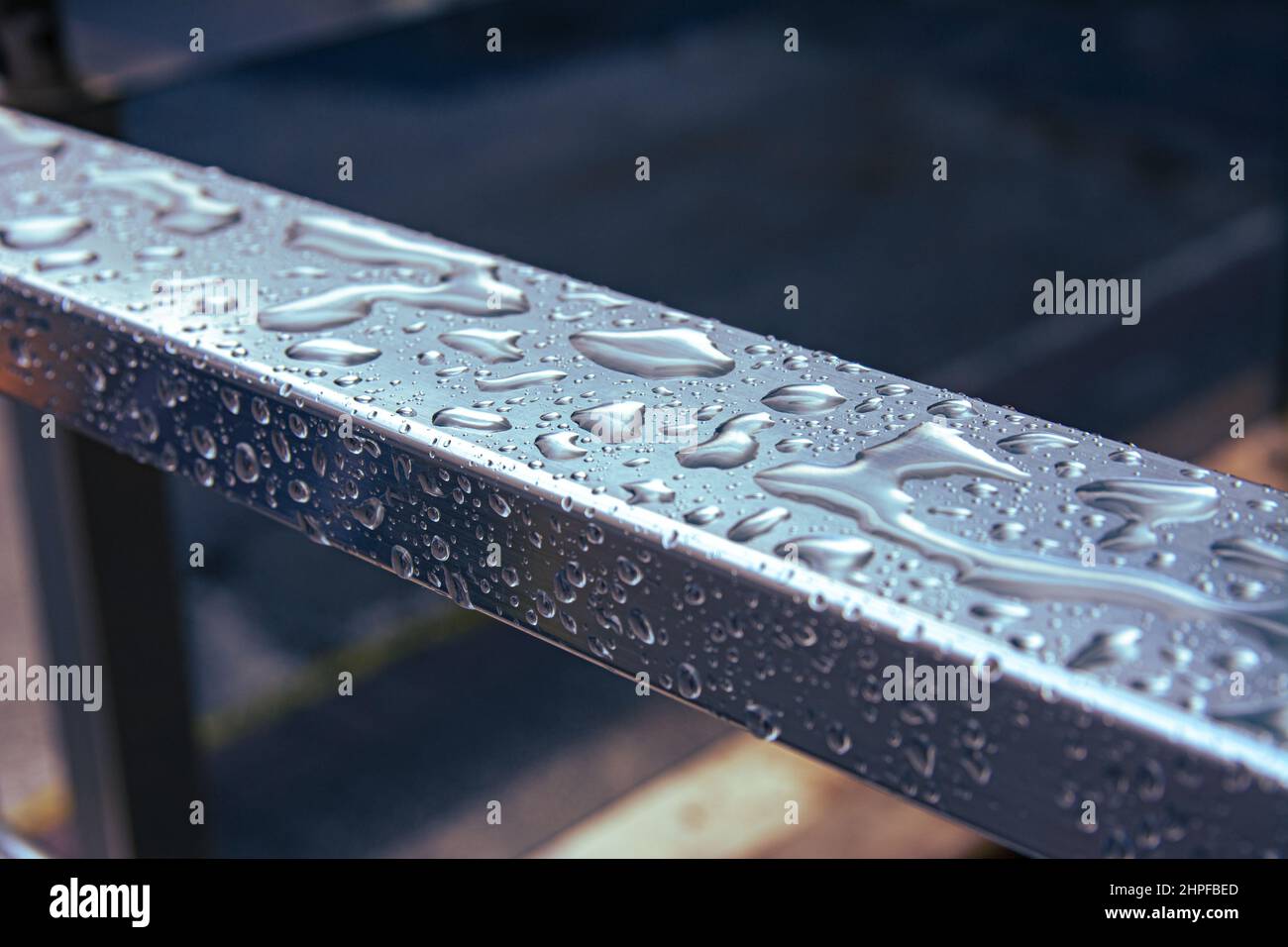 Metal railing with rain drops hi-res stock photography and images - Alamy