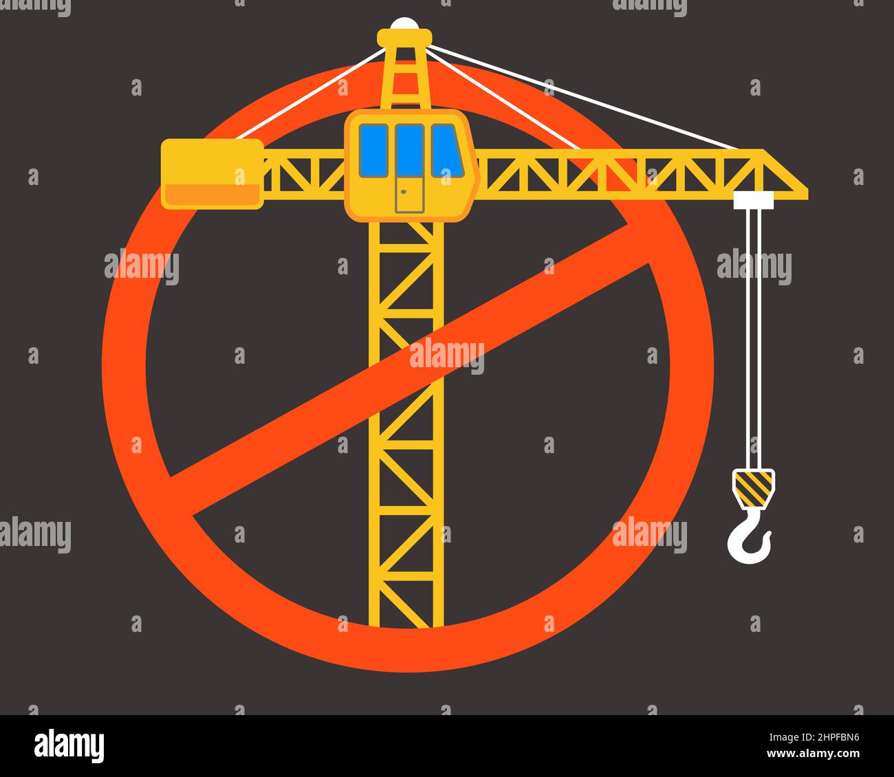 stop sign construction. crossed construction crane. flat vector ...