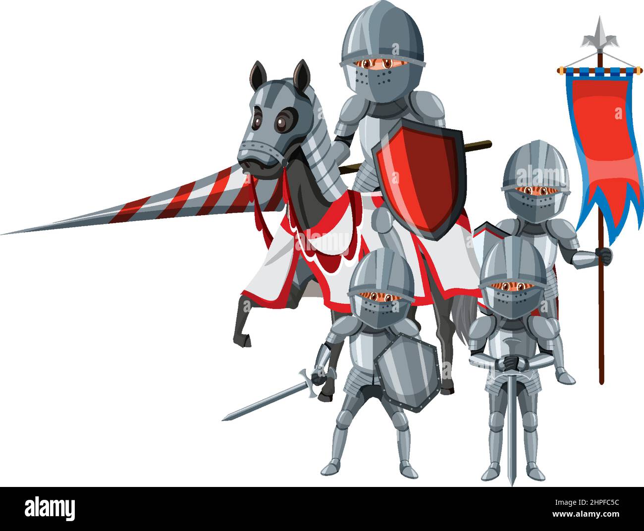 Medieval knights group on white background illustration Stock Vector Image & Art - Alamy