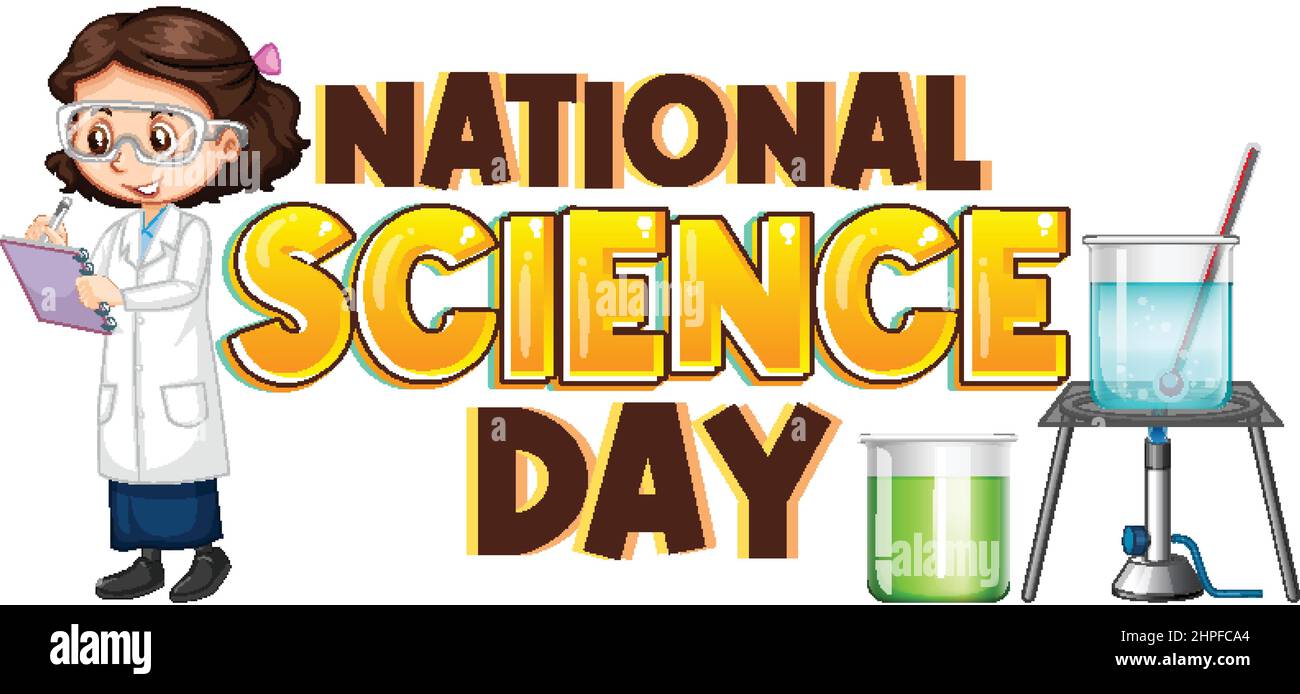 National Science Day with woman in lab illustration Stock Vector Image ...