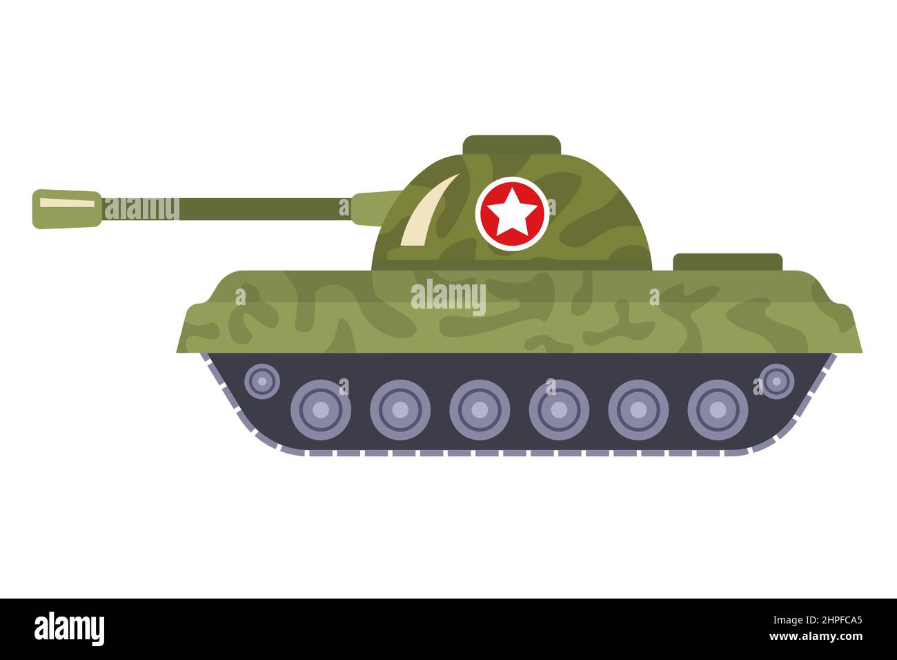 green military tank with a star and in camouflage. flat vector ...