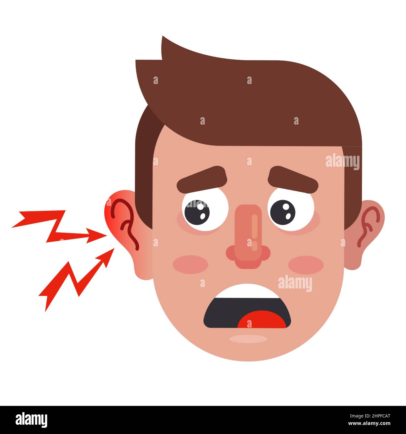 ear inflammation in a man. severe otitis media in humans. flat vector ...