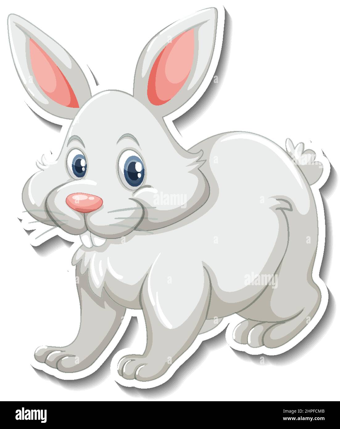 A white rabbit animal cartoon sticker illustration Stock Vector Image ...