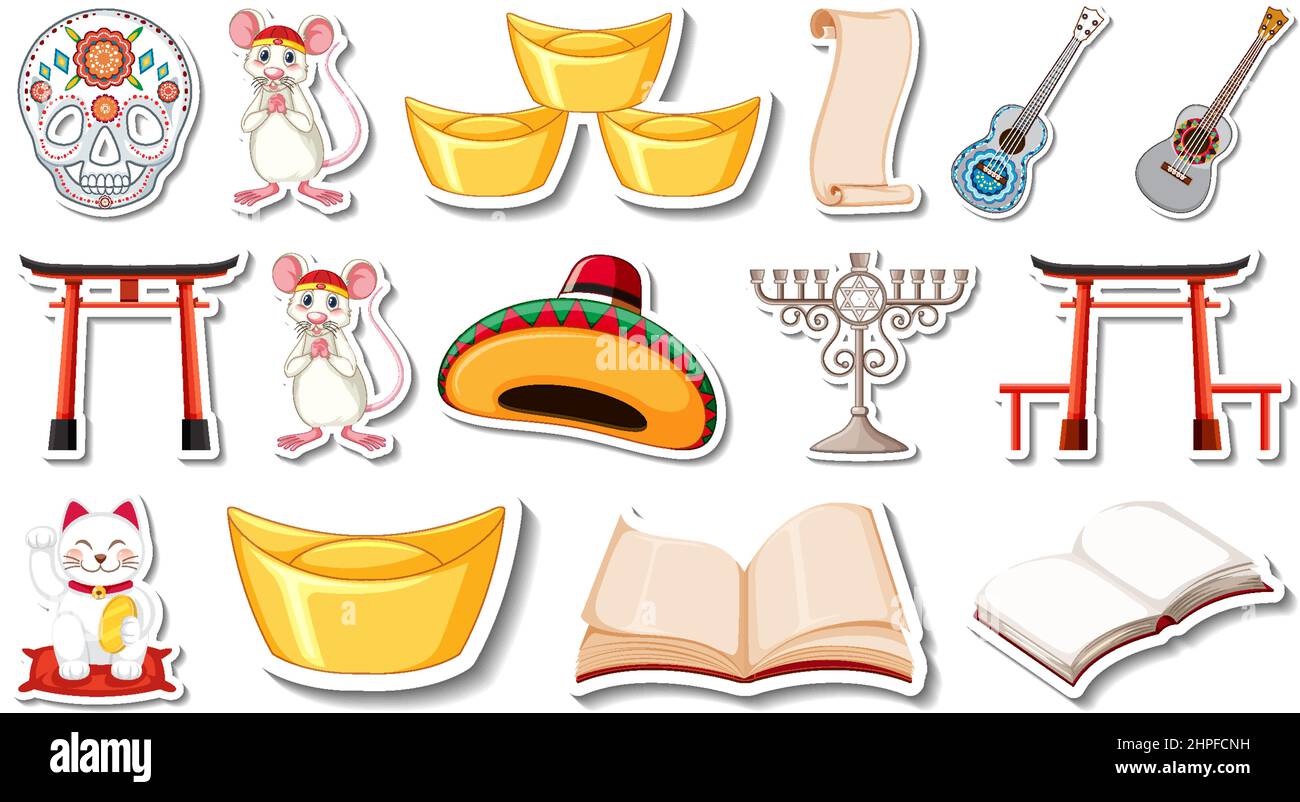 Set of different traditional objects illustration Stock Vector Image ...