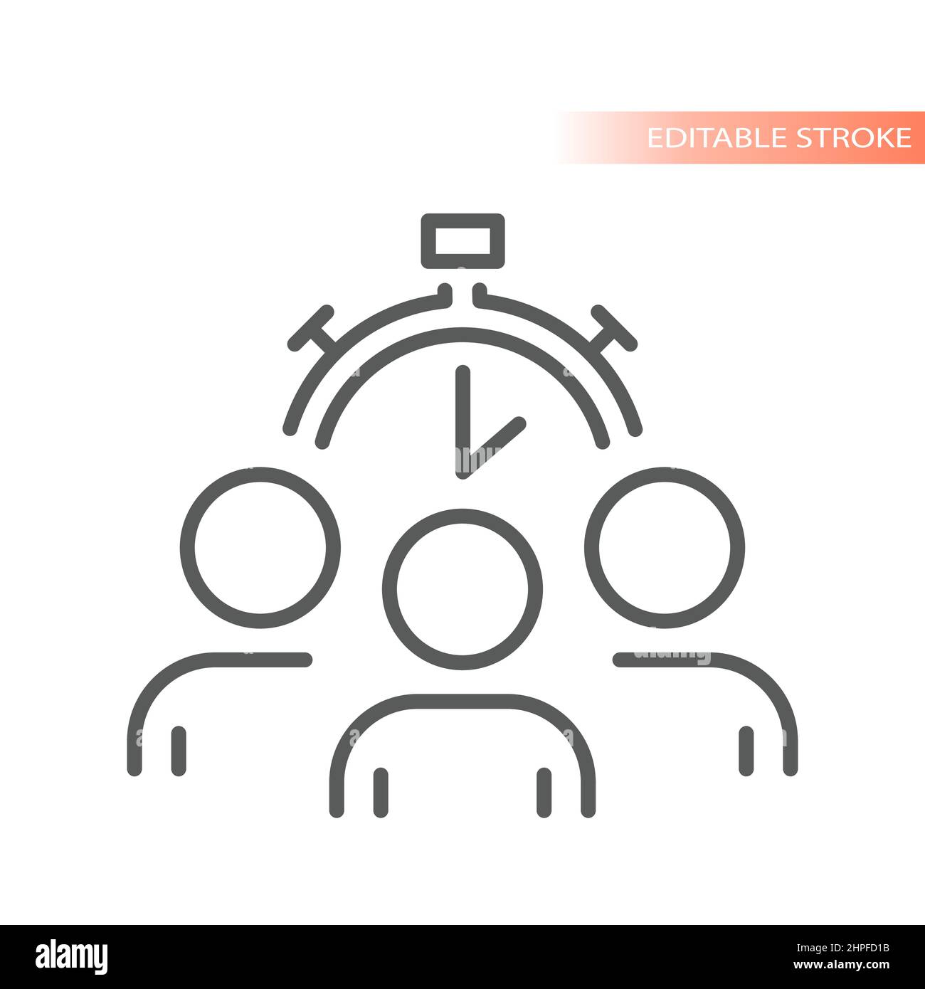 Group of people and clock or stopwatch. Teamwork deadline outlined ...