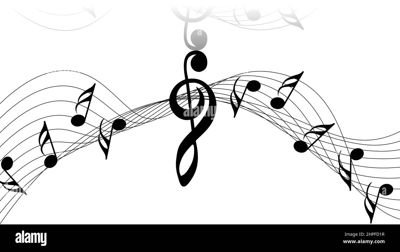 Abstract grunge musical design. Musical staff and notes. Vector ...