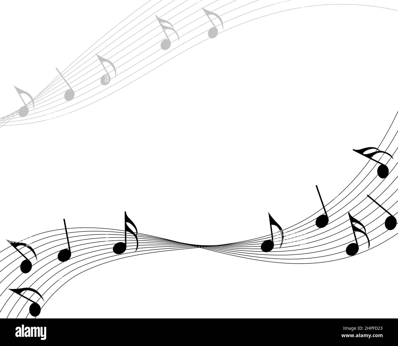 Abstract grunge musical design. Musical staff and notes. Vector ...