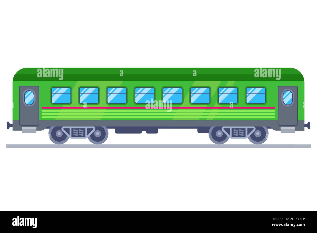 green train carriage for transporting passengers. flat vector ...