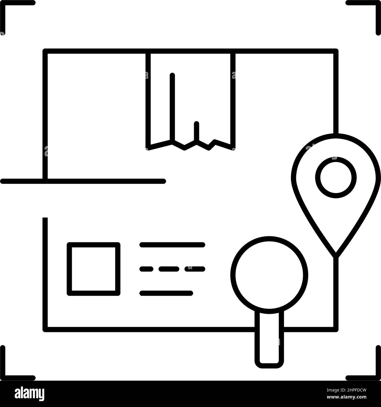 scanning and researching box line icon vector illustration Stock Vector ...